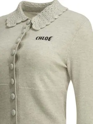 Chloé Polo Sweater With Logo - Grey