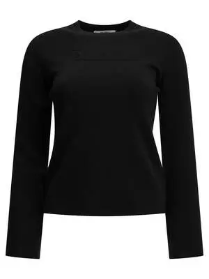 Max Mara Round Neck T Shirt Made Of Virgin Wool - Black