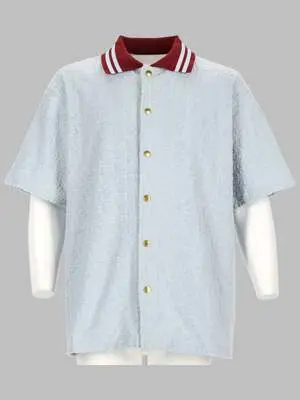 Drole De Monsieur Camicia Monogram In Cotone - Blue