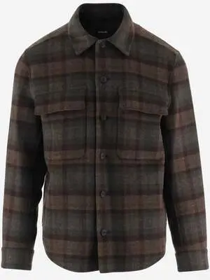 Vince Wool Blend Shirt With Checked Pattern
