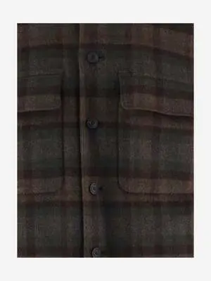 Vince Wool Blend Shirt With Checked Pattern