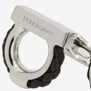 FERRAGAMO Brass And Braided Leather Hook Cufflinks