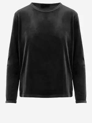 F.IT Long Sleeved Stretch Velvet Sweater - Black