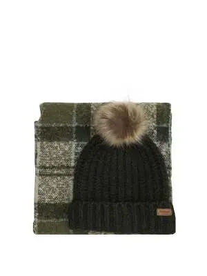 Barbour Saltburn' Scarf And Beanie Set - Green