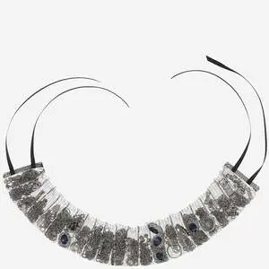ALAINPAUL Mesh Necklace With Applied Rhinestones - Black