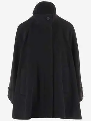 Tagliatore Wool Cape With High Collar - Black