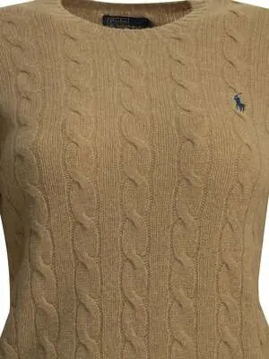 Polo Ralph Lauren Crew Neck Sweater With Logo - Beige