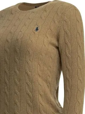 Polo Ralph Lauren Crew Neck Sweater With Logo - Beige
