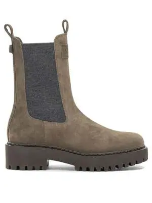 Brunello Cucinelli Suede Pull On Ankle Boots