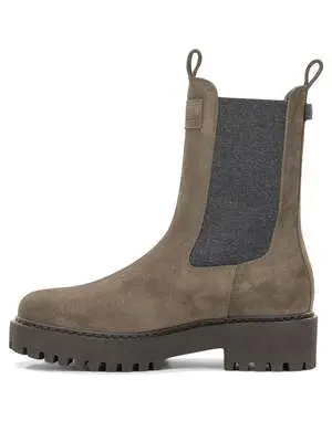 Brunello Cucinelli Suede Pull On Ankle Boots