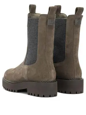 Brunello Cucinelli Suede Pull On Ankle Boots