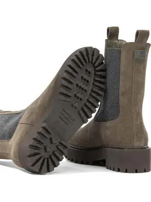 Brunello Cucinelli Suede Pull On Ankle Boots