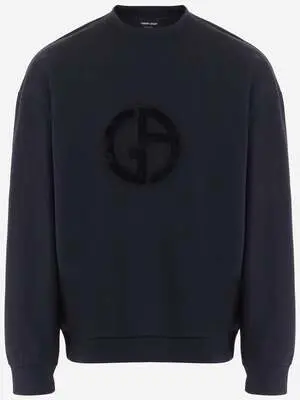 Giorgio Armani Cotton Blend Sweatshirt With Logo - Black