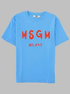 MSGM T Shirt A Manica Corta Con Stampa Logo - Blue