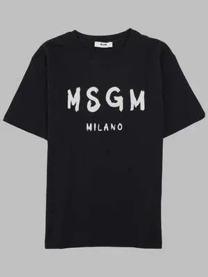 MSGM T Shirt A Manica Corta Con Stampa Logo - Black