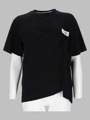 MAISON MARGIELA T Shirt Con Drappeggio E Patch Logo - Black