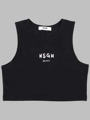 MSGM Top Cropped Con Logo Stampato