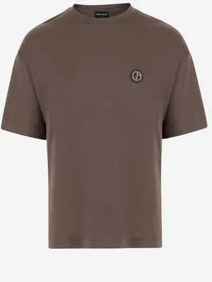 Giorgio Armani Cotton Blend T Shirt With Logo - Pinecone