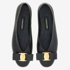 FERRAGAMO Vanna Leather Ballerina Flats