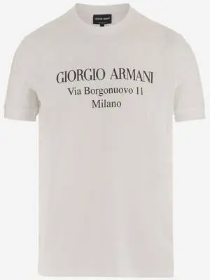 Giorgio Armani Cotton T Shirt With Logo - White