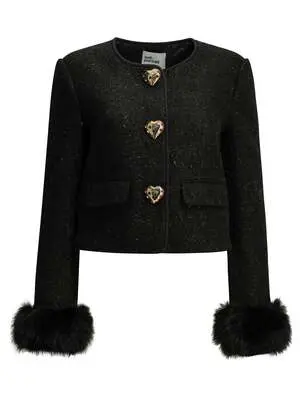 SELF-PORTRAIT Bouclé Blazer - Black