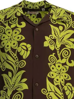 SUN SURF Pictograph Flower' Casual Shirt - Green