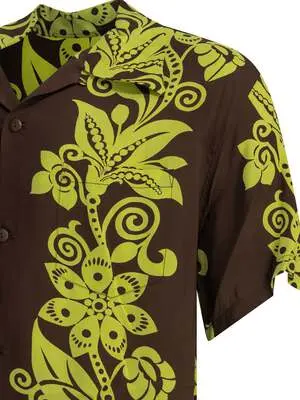 SUN SURF Pictograph Flower' Casual Shirt - Green