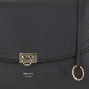FERRAGAMO Leather Bag With Logo - Black