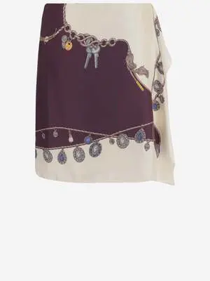 Versace Printed Silk Twill Skirt