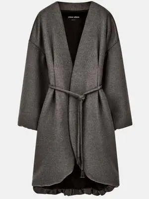Giorgio Armani Oversized Wool Coat With Belt And Gathered Hem