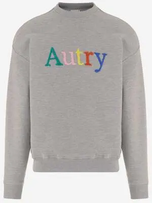 AUTRY Cotton Sweatshirt With Embroidered Logo - Grey