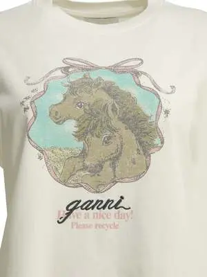 GANNI Qixi' Crew Neck T Shirt - White