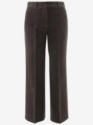 QL2 DONNA Wide Leg Corduroy Pants - Dark Brown