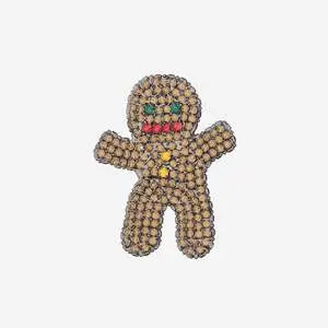 Lisa C Brass Brooch With Crystals In The Shape Of A Gingerbread - Multi