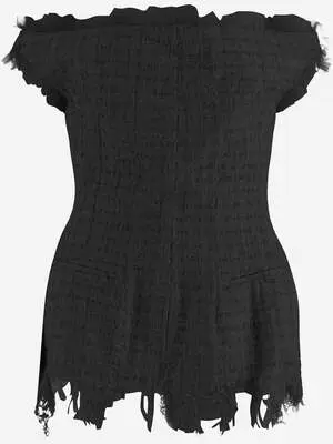 Matieres Fecales Off Shoulder Top With Fringed Hem
