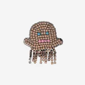 Lisa C Brass Brooch With Ghost Shaped Crystals - Brown