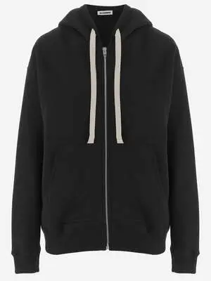 JIL SANDER Cotton Hoodie With Logo - Black