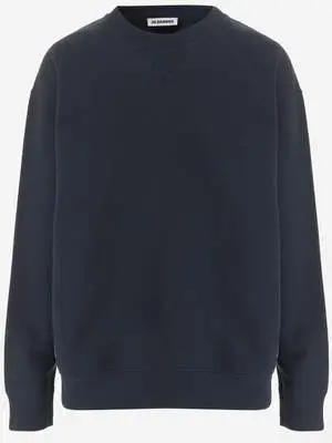 JIL SANDER Cotton Sweatshirt With Logo - Navy