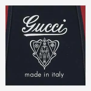 Gucci Printed Fabric Bag Medium Web Detail - Navy
