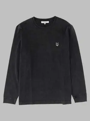 Maison Kitsuné T Shirt 'fox Head' A Manica Lunga - Black
