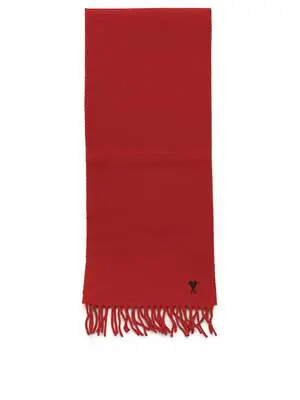 AMI Paris De Coeur' Fringed Scarf - Red