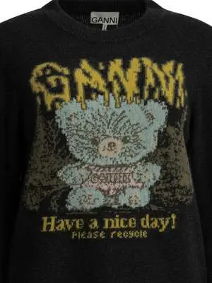 GANNI Teddy' Crew Neck Sweater - Black