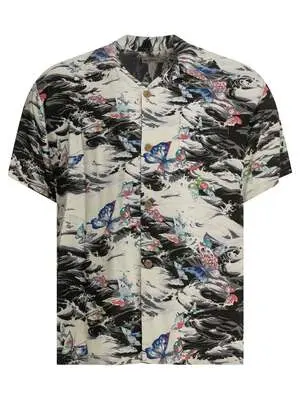 SUN SURF Butterfly Splash' Casual Shirt - Black