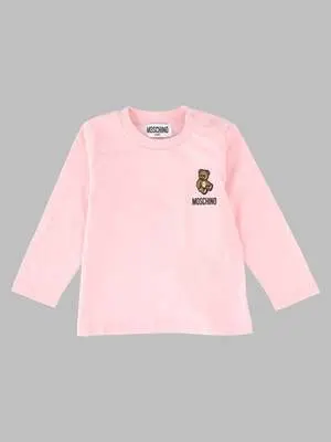Moschino T Shirt Da Neonata Con Ricamo Teddy Bear - Pink