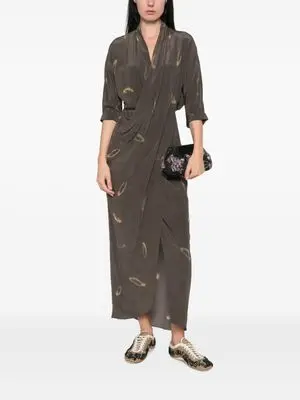 CORTANA Thea Printed Silk Long Dress