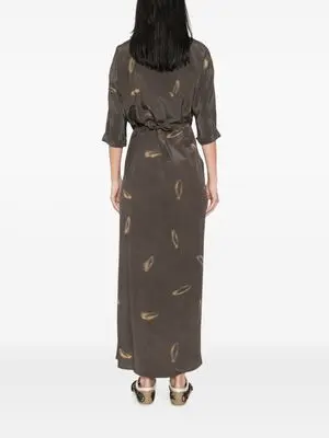 CORTANA Thea Printed Silk Long Dress