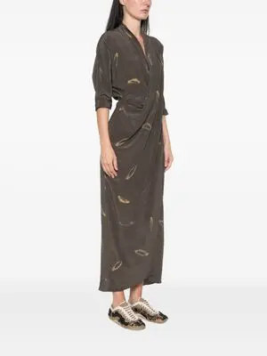 CORTANA Thea Printed Silk Long Dress