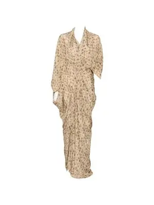 CORTANA Mayu Printed Long Dress - Brown
