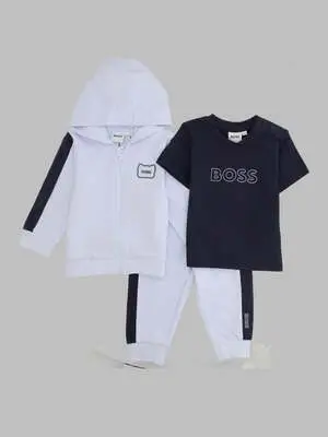 BOSS Set Tuta Intera In Misto Cotone Garzato E T Shirt - White