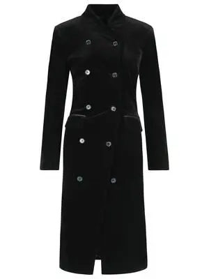 Khaite Rolon Coat In Velvet - Black